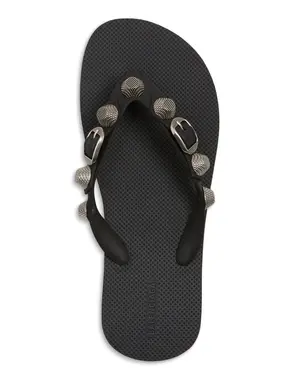 Balenciaga Cagole Studded Flip Flops - Noir