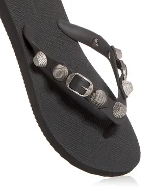 Balenciaga Cagole Studded Flip Flops - Noir