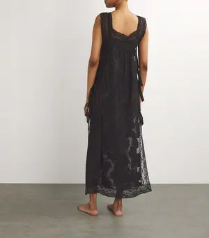 Loretta Caponi Lace-trim Fiocchini Nightdress - Black