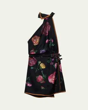 prada printed silk twill mini-dress PRADA Paisley-Print Bow-Collar Silk-Twill Mini Dress