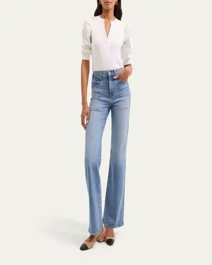 Veronica Beard Crosbie Wide-leg Jeans With Pocket Details - Amethyst