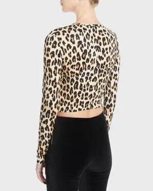 Alice + Olivia Delaina -print Crop Top - Leopard
