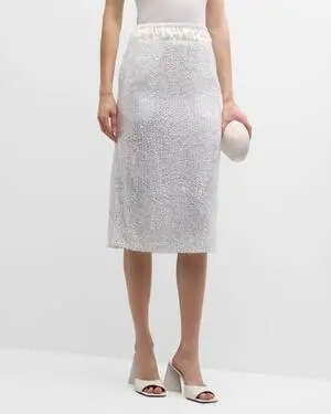 RECTO RECTO Sequined Midi Skirt - White