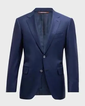 Canali Apos;s Solid 150s Wool Twill Blazer - Navy