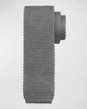 Brunello Cucinelli Brunello Cucinelli Silk-Cotton Knit Tie Dark Grey