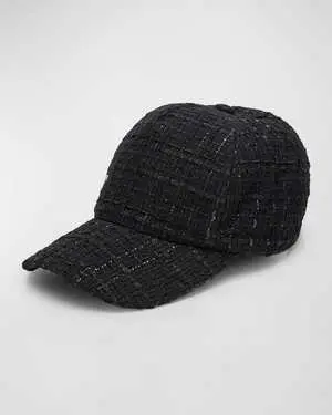 Balmain Balmain Metal Logo Tweed Baseball Cap - Black