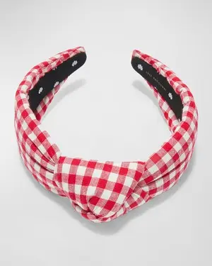 Lele Sadoughi Knotted Gingham Headband - Ladybug Red  display picture 3