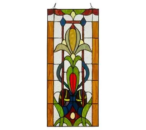 RIVER OF GOODS 24' H Fleur De Lis Stained Glass Window Panel - One-color