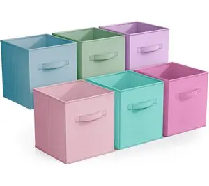 SORBUS 6 Pack 11 Inch Pastel Storage Cubes With Handles - One-color