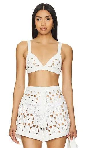 SAU LEE Myko Crochet Bralette - White