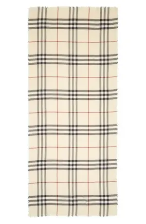 Burberry Check Lightweight Wool Scarf - Stone