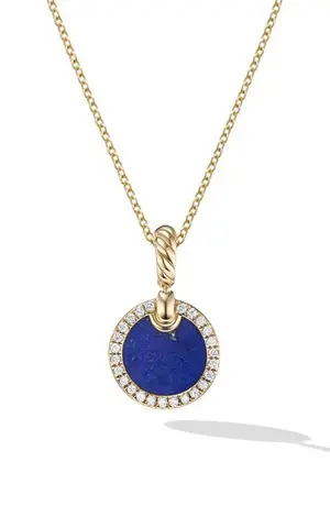 David Yurman Dy Elements Pendant Necklace - 18k Yellow Gold/blue