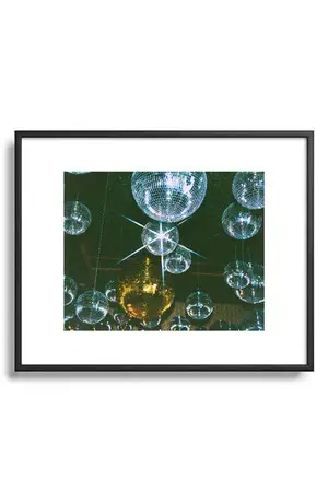 DENY DESIGNS Disco Ball Ceiling Samantha Hearn Metal Framed Art Print - Blue
