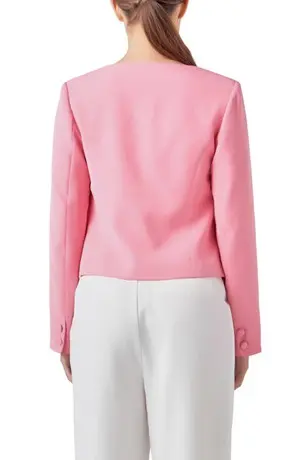 Endless Rose Scoop Neck Button-up Blazer