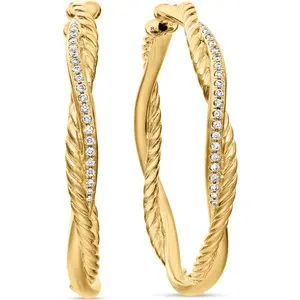 David Yurman Petite Infinity Hoop Earrings - 18k Yellow Gold