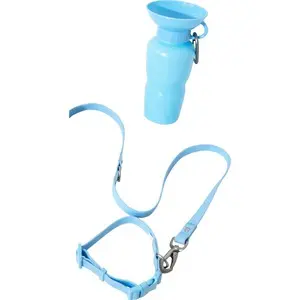 SPRINGER Dog Leash & 22 Oz. Water Bottle Set - Sky Blue