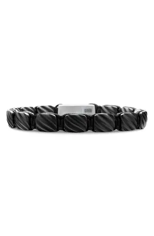 David Yurman David Yurman Woven Tile Bracelet Blck Titanium W/ Sterling Silv