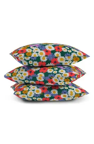 DENY DESIGNS Meadow Wildflowers Accent Pillow - Green