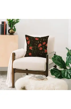 DENY DESIGNS Midnight Flourish Floral Accent Pillow