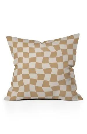 DENY DESIGNS Warped Checkerboard Accent Pillow - Brown