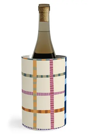 DENY DESIGNS Colorful Grid Wine Chiller - Cream