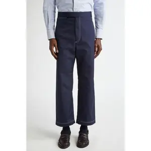 Thom Browne Unconstructed Straight Leg Pants - Navy