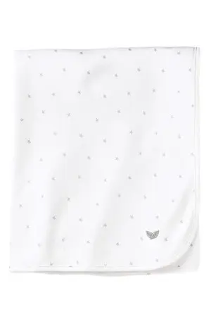 PETITE PLUME Stars Pima Cotton Baby Blanket - White