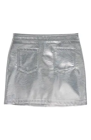 LOVE, FIRE Metallic Faux-leather Skirt