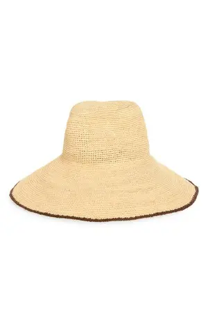 Janessa Leoné Waverly Wide Brim Packable Straw Hat Bleach/walnut