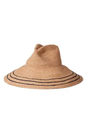 Janessa Leoné Waverly Wide Brim Packable Straw Hat - Navy/sand