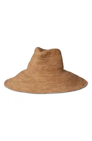 Janessa Leoné Waverly Wide Brim Packable Straw Hat Sand