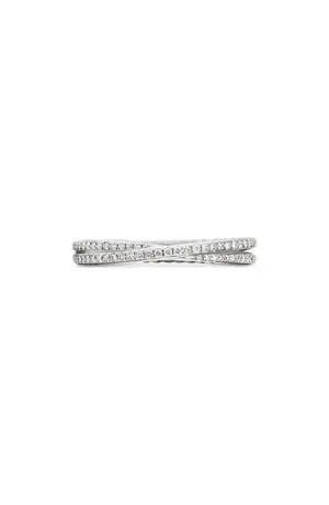 David Yurman Dy Crossover® Micro Pavé Band Ring - Platinum