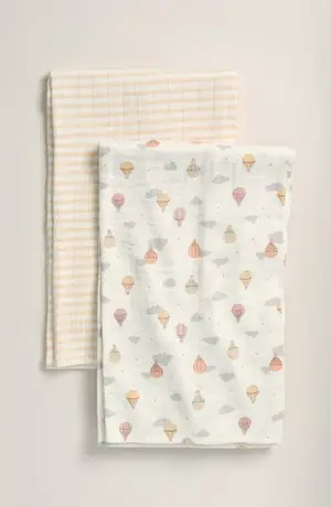 Nordstrom 2-pack Assorted Muslin Swaddles - Hot Air Balloon Stripe Pack