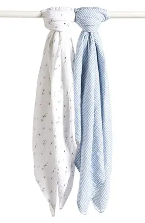 Nordstrom 2-pack Assorted Muslin Swaddles Sailboat Stripe Pack