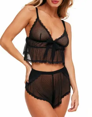 ADORE ME Betty Cami & Shorts Set Lingerie - Jet Black