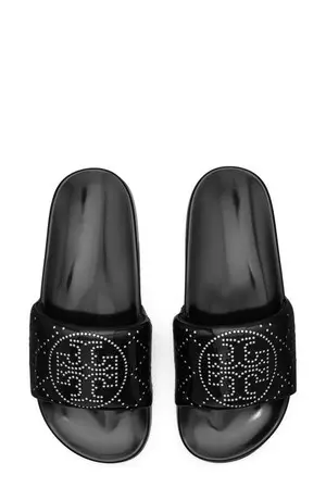 Tory Burch Double T Pool Slide Sandal - Nero / Nero