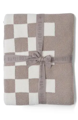 Barefoot Dreams Cozychic™ Checkered Cotton Blend Throw Blanket - Fauna/ Cream