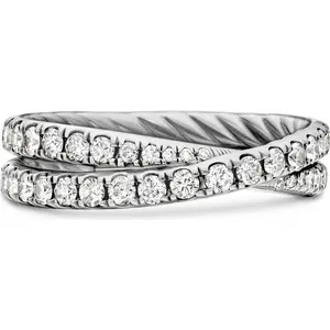 David Yurman Dy Crossover® Band Ring With Diamonds - Platinum