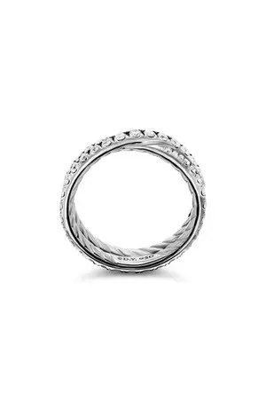 David Yurman Dy Crossover® Band Ring With Diamonds - Platinum