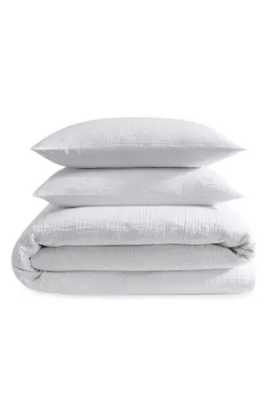 Calvin Klein Jacquard Cotton Duvet & Shams Set - White