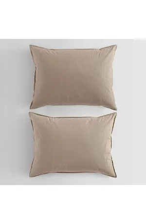Calvin Klein Washed Percale Duvet & Shams Set - Brown