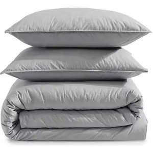Calvin Klein Washed Percale Duvet & Shams Set - Light Grey
