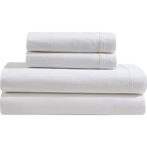Calvin Klein Washed 200 Thread Count Percale Sheet Set White
