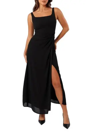 PETAL & PUP Nadea Wrap Sheath Dress - Black