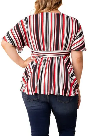 KIYONNA Boulevard Stripe Knit Top - Red White & Black