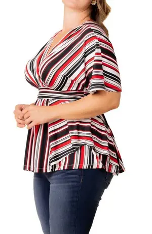 KIYONNA Boulevard Stripe Knit Top - Red White & Black