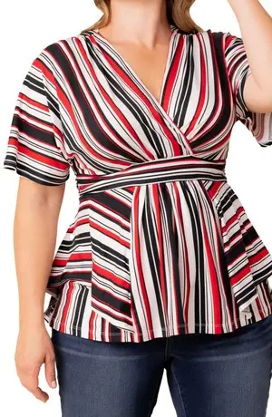 KIYONNA Boulevard Stripe Knit Top - Red White & Black