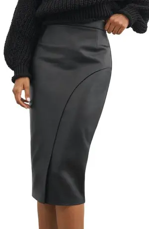 MARCELLA Nyssa Faux Leather Midi Skirt