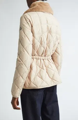 Moncler Cygne Belted Down Puffer Jacket With Removable Faux Fur Collar