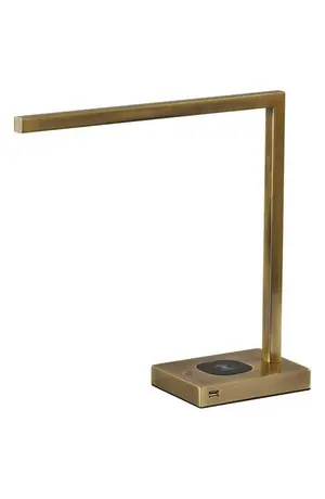 ADESSO Aidan Charge Led Desk Lamp - Antique Brass